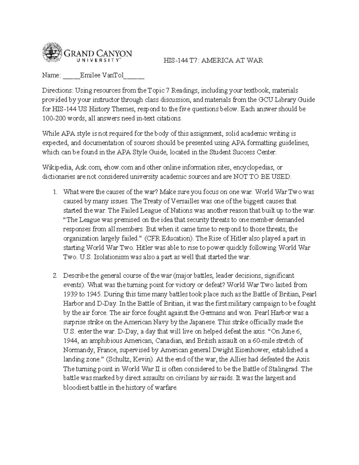 HIS-144: America at War - Worksheet on WWII Causes and Events - Studocu