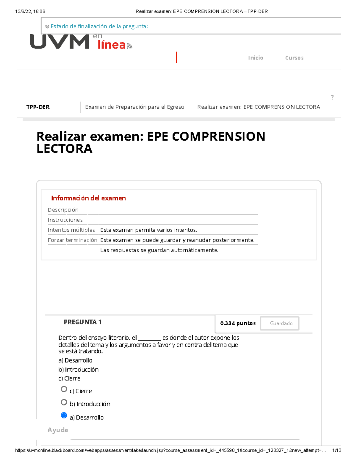 Examen EPE Comprensión Lectora – TPP-DER: Preparación y Ejemplo - Studocu