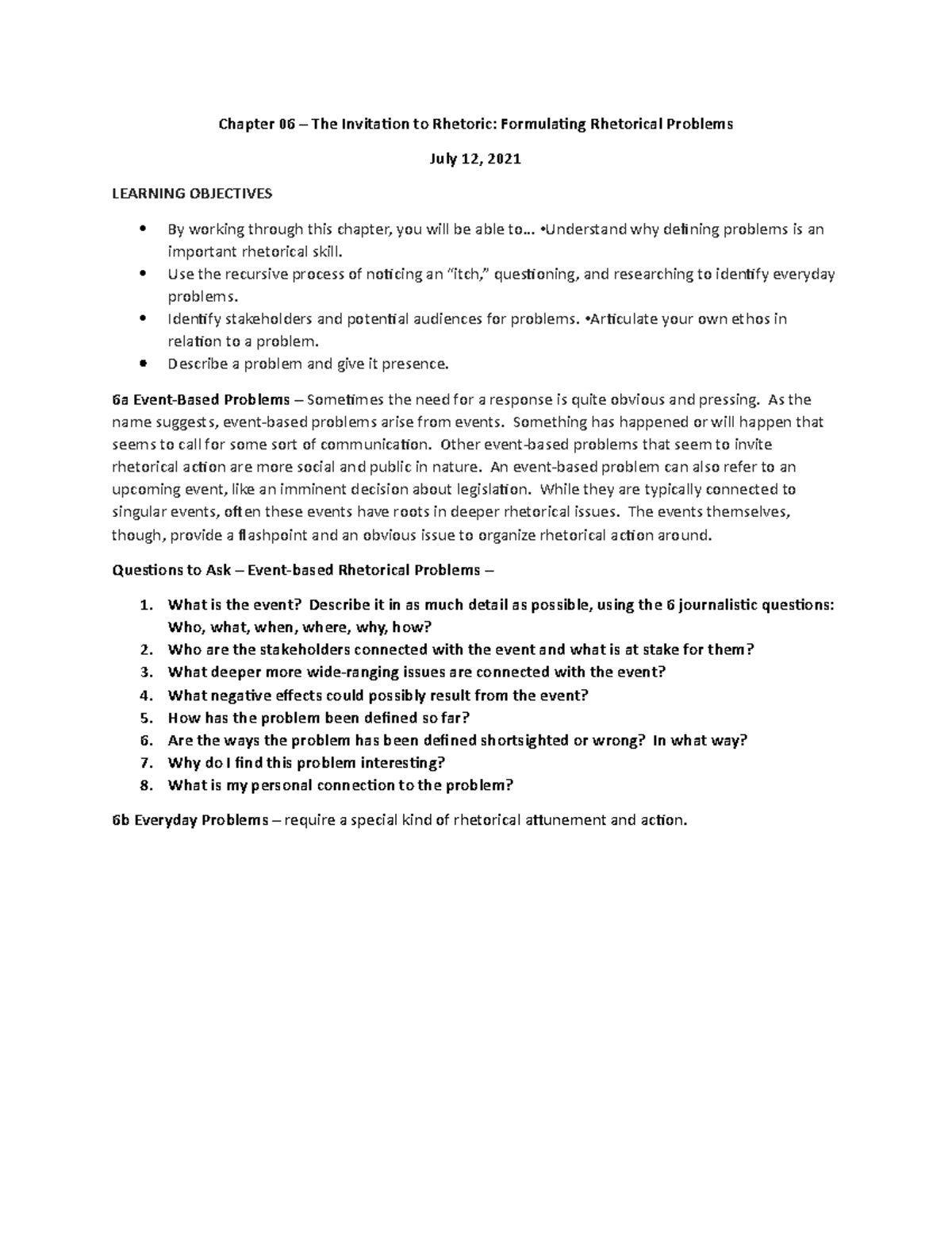 ENG1302 Chapter 6 Reading - Chapter 06 – The Invitation to Rhetoric ...