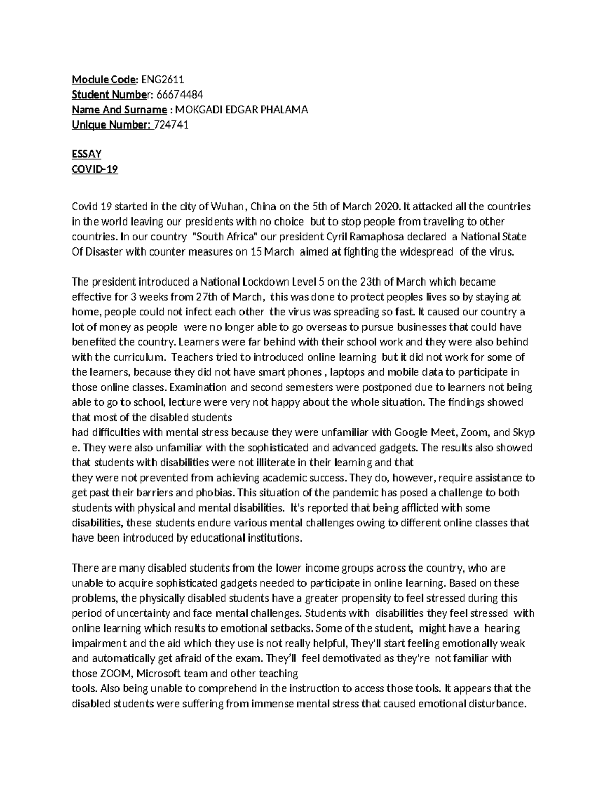 ENG2611 Mokgadi Edgar Phalama Assignment 3 - Module Code: ENG Student ...