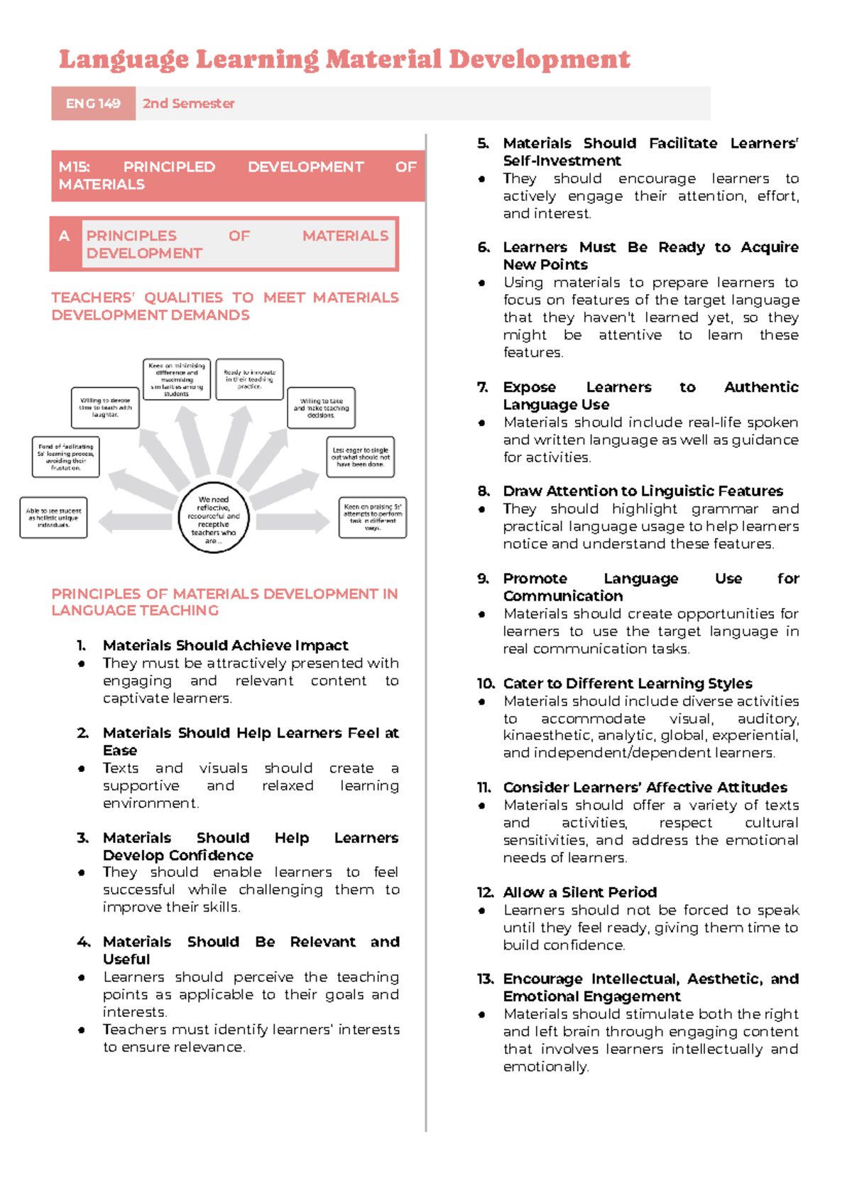 ENG 149 - M11 - Principles of Effective Materials Development - Studocu