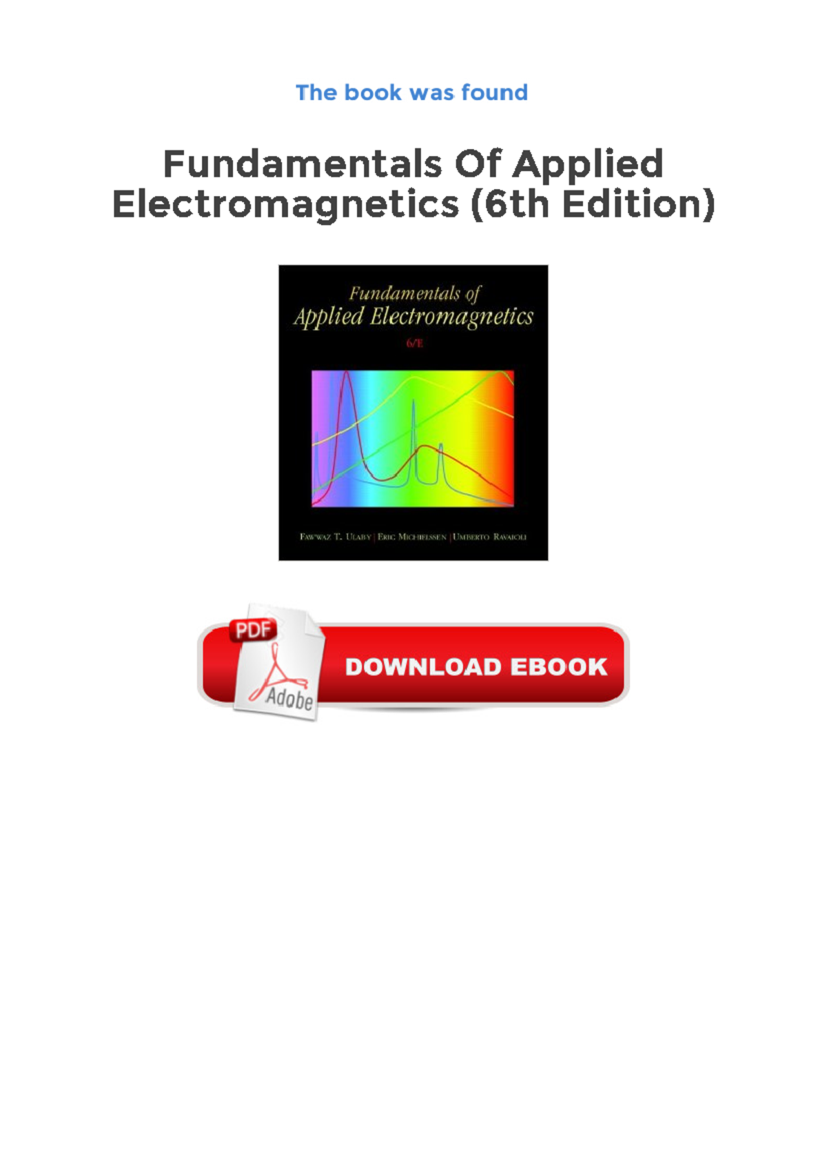 Applied Electromagnetics Overview and Insights - 6th Edition PDF - Studocu