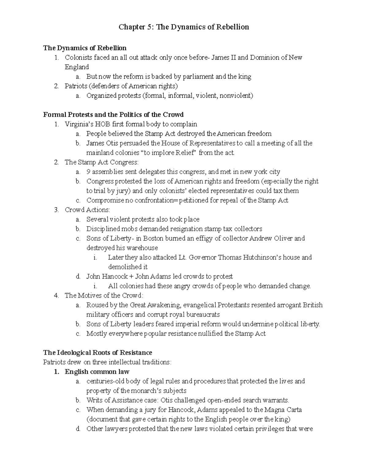 Chapter 5: The Dynamics of Rebellion - Key Concepts and Notes - Studocu