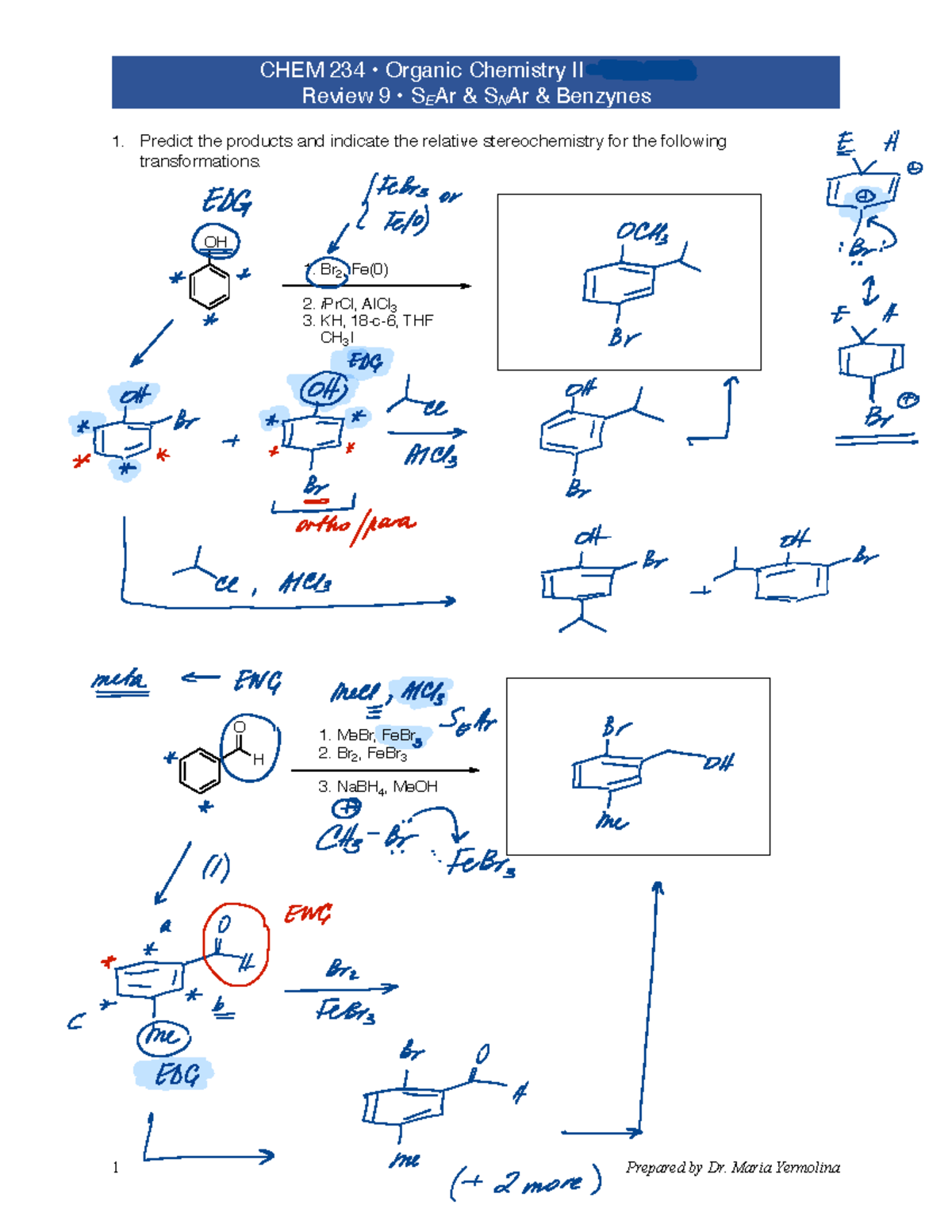 234 - R9 More SEAr SNAr Bezyne Key - CHEM 234 • Organic Chemistry II ...