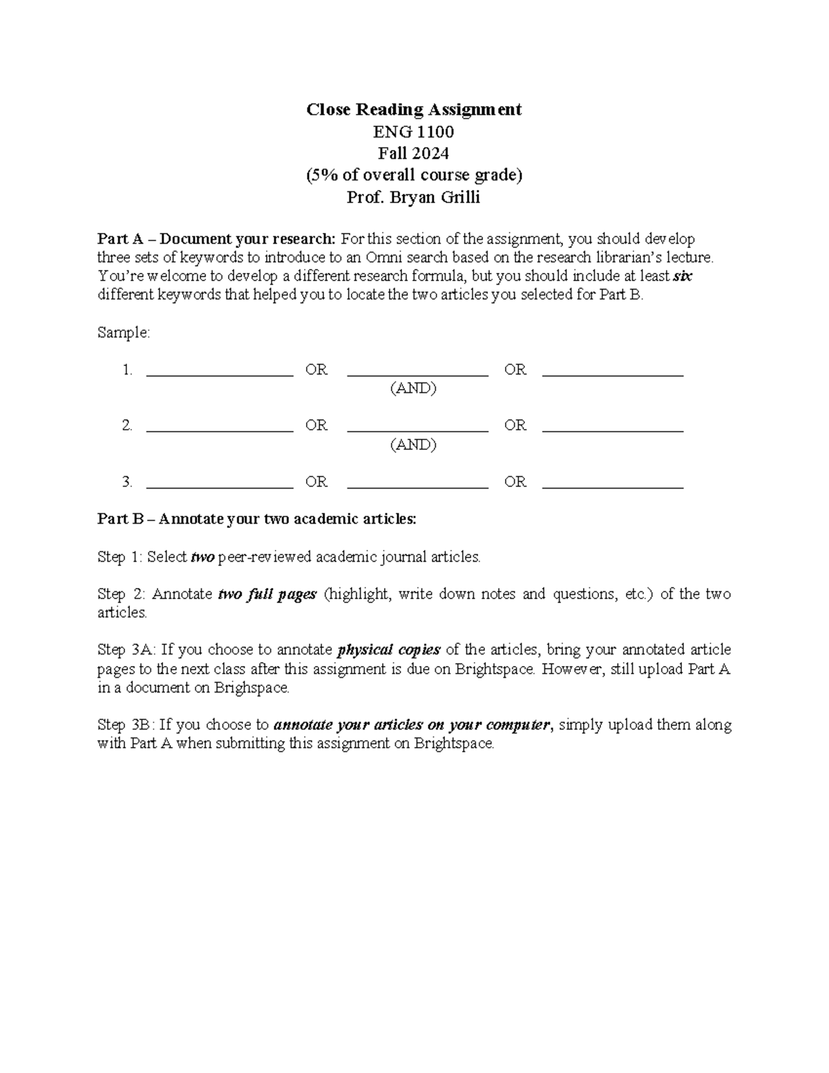 Close Reading Assignment ENG 1100 - Research & Annotation Guide - Studocu