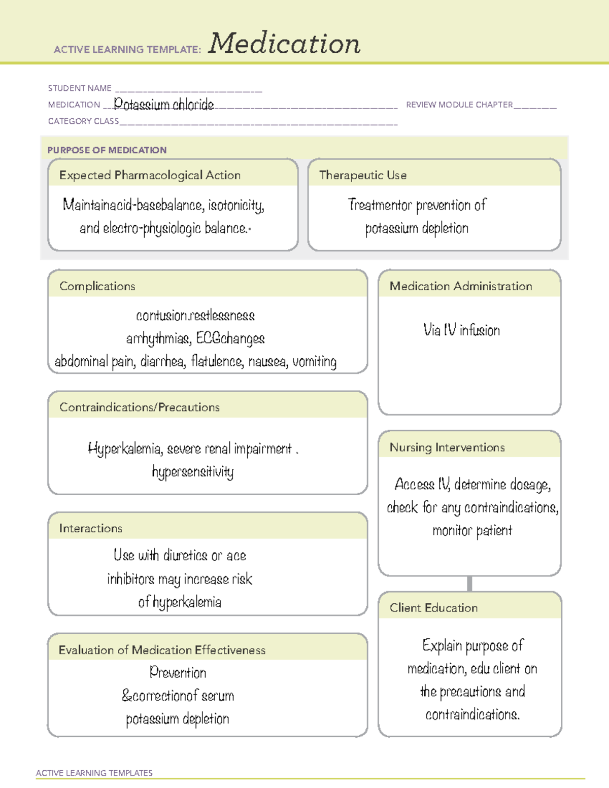 ATI Medication Template - ACTIVE LEARNING TEMPLATES Medication STUDENT ...