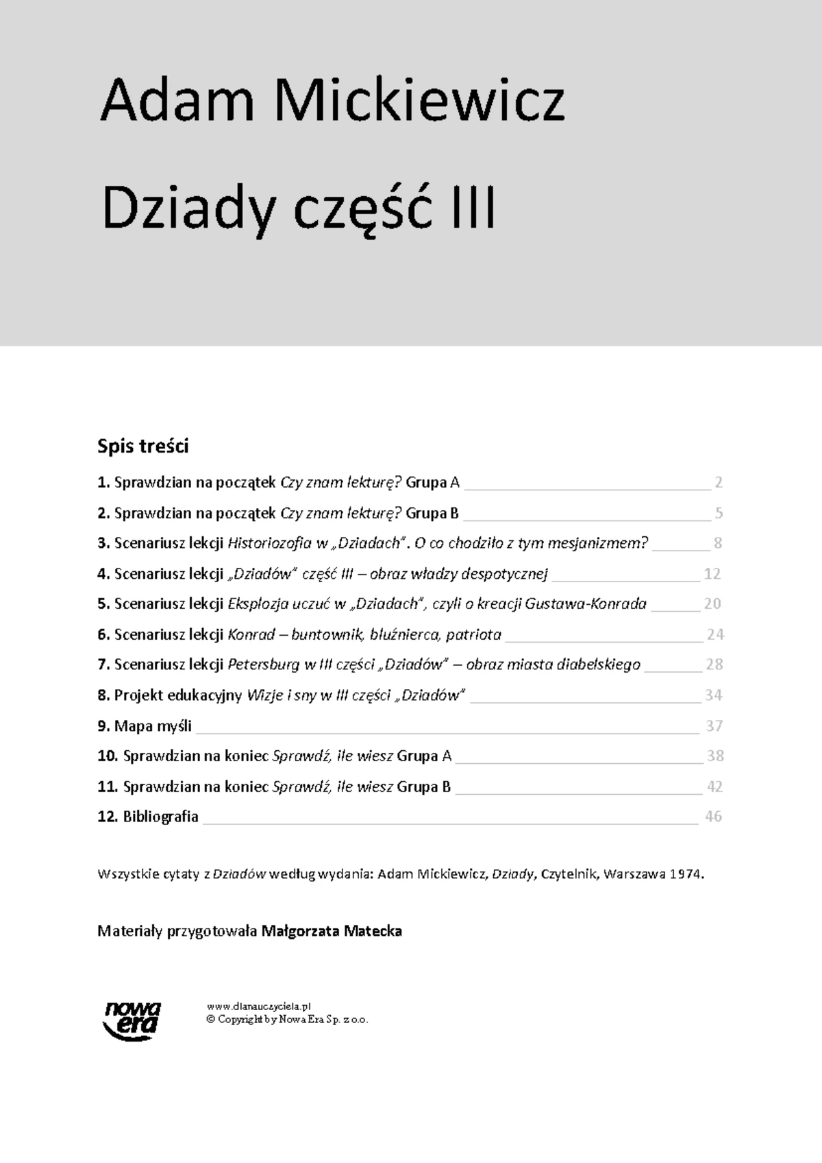 Dziady Część III - Scenariusze Lekcji i Sprawdziany z Lektury - Studocu