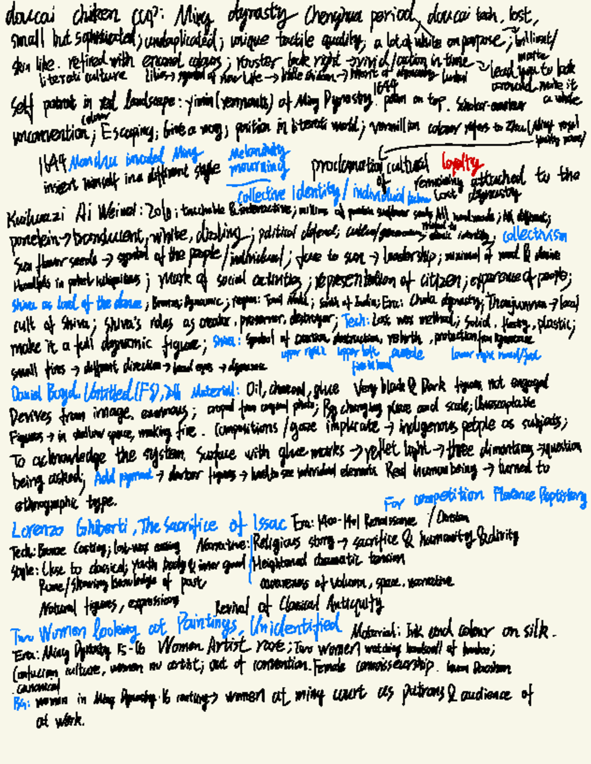 Visual Analysis Cheat Sheet: Ming Dynasty Art & Cultural Symbols - Studocu