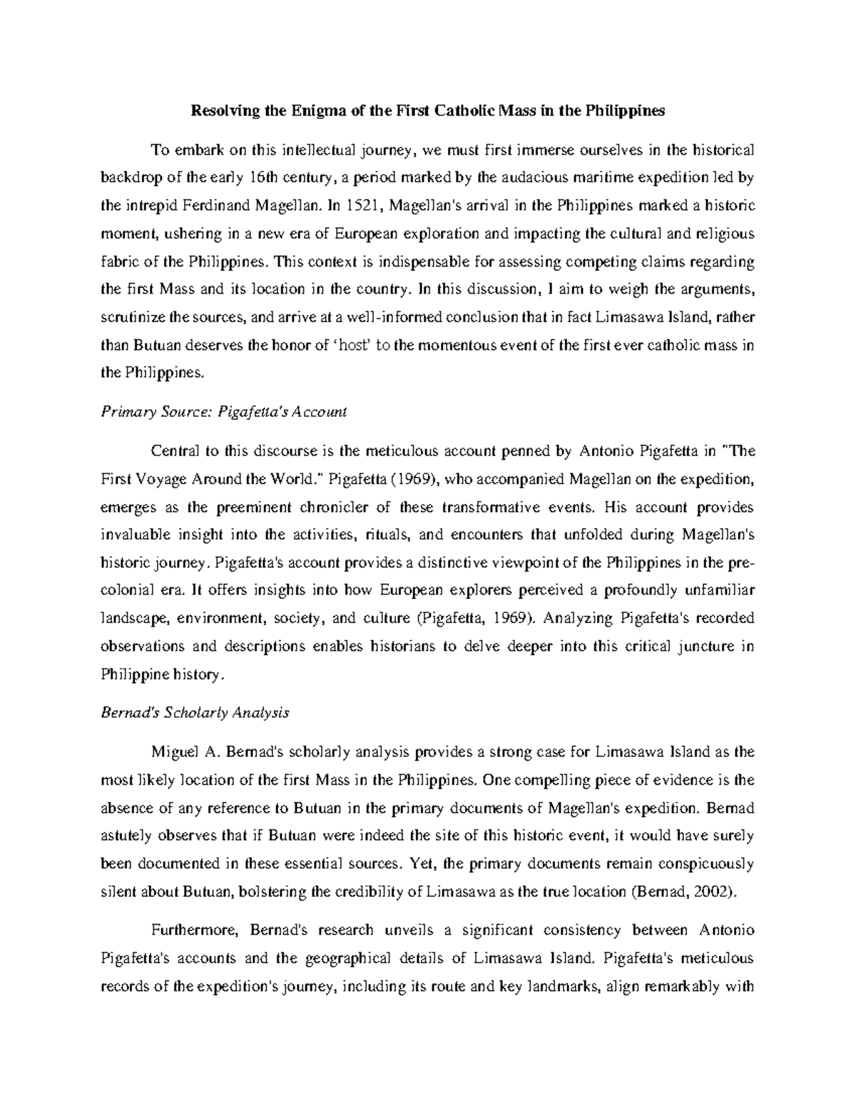 Assesment 1 Module 2 - Resolving the Enigma of the First Catholic Mass ...