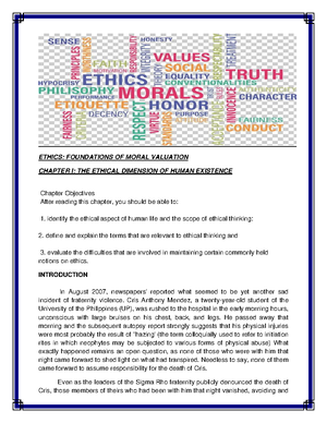 VAL02 Module Chapter 4 Utilitarianism - ETHICS: FOUNDATIONS OF MORAL VALUATION CHAPTER IV: THE ...