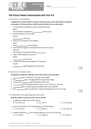 Steps Plus VII Unit 7 Vocabulary & Grammar Tests - Studocu