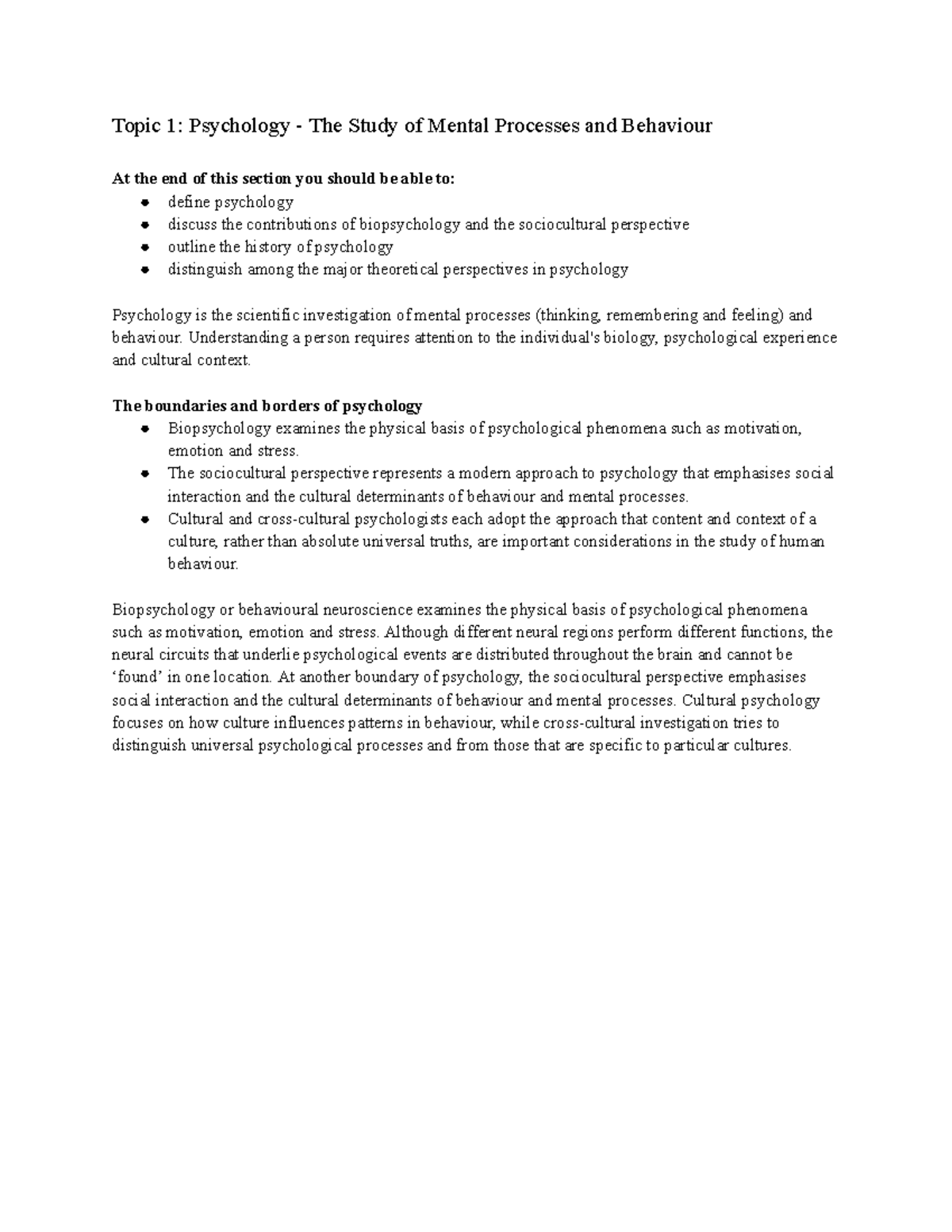 PSYC101: Psychology Overview and Research Methods Notes - Studocu