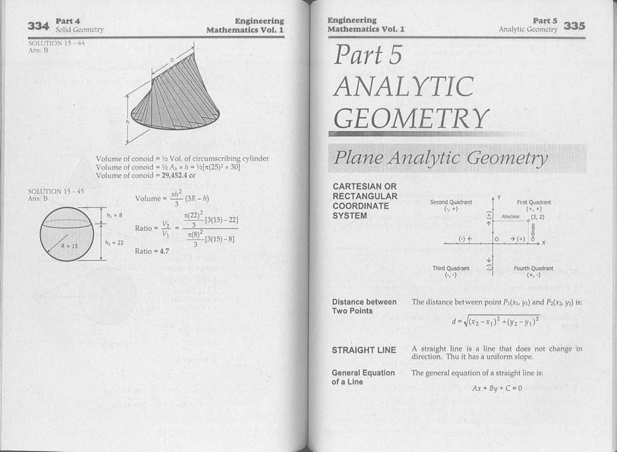 Analytical Geometry - Engineering 334 & 335 Study Notes - Studocu