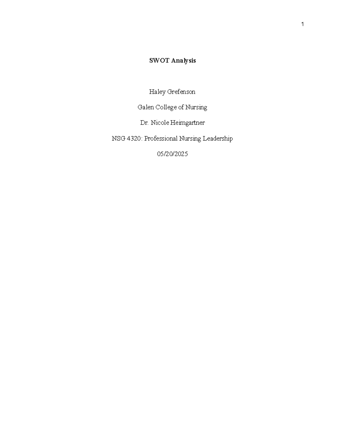 SWOT Analysis of HAPI Prevention in ICU - NSG 4320 Assignment - Studocu