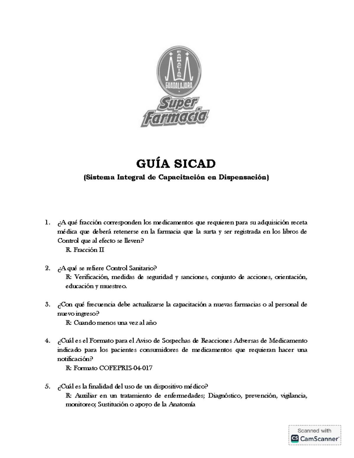 GUÍA SICAD 2024: Orden Alfabético y Capacitación en Farmacia - Studocu