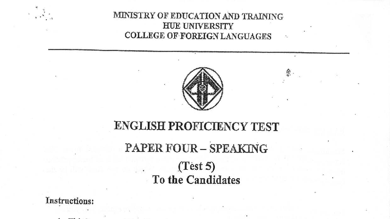 English Proficiency Speaking Test 5 (A, B, C, D, E) - Aug 2015 - Studocu