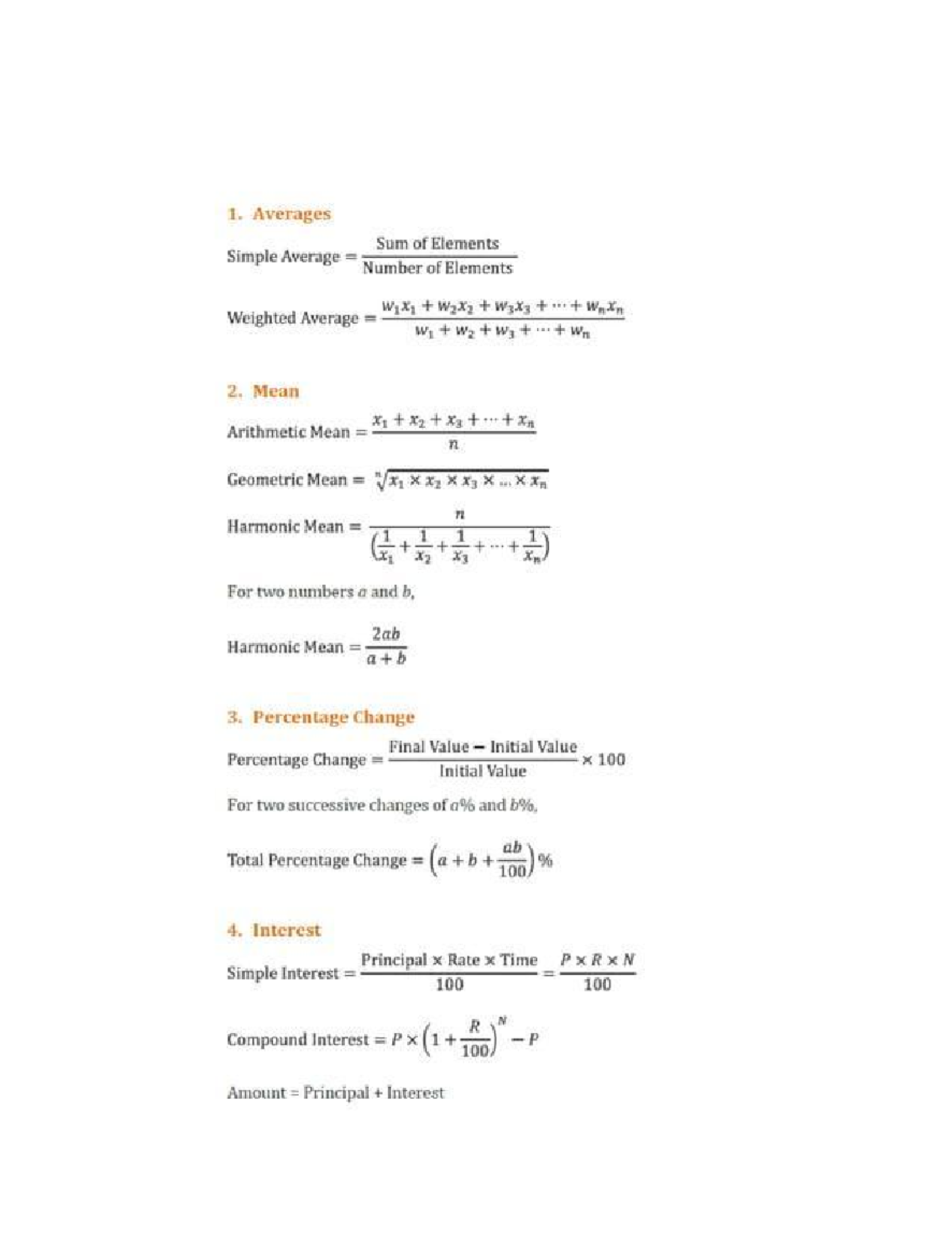 Mathematics Concepts and Formulas: A Comprehensive Guide (MATH101 ...