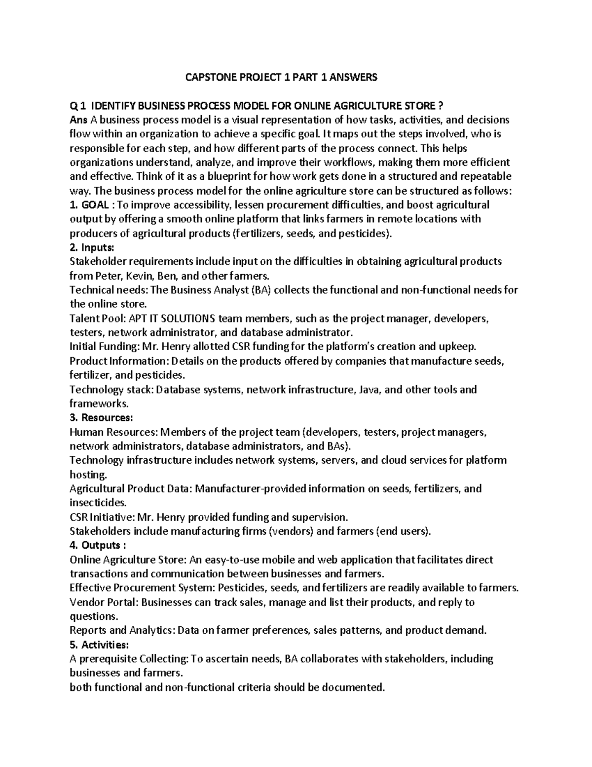 Capstone Project 1 (PART 1) Business Process Model & SWOT Analysis ...