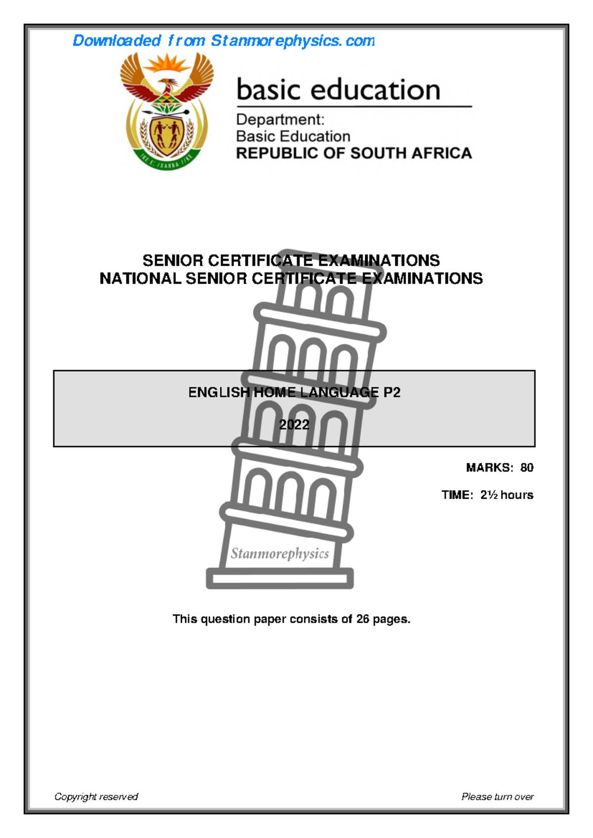 NSC English HL Grade 12 Final Exam May 2022 Paper 2 & Memo - Studocu