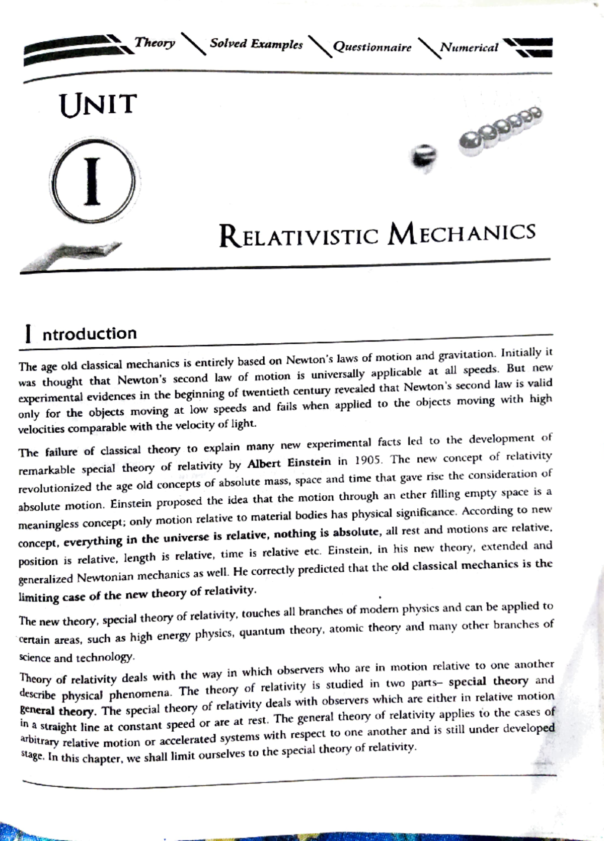 Physics Unit-1. introduction - Theory UNIT Introduction Solved Examples ...