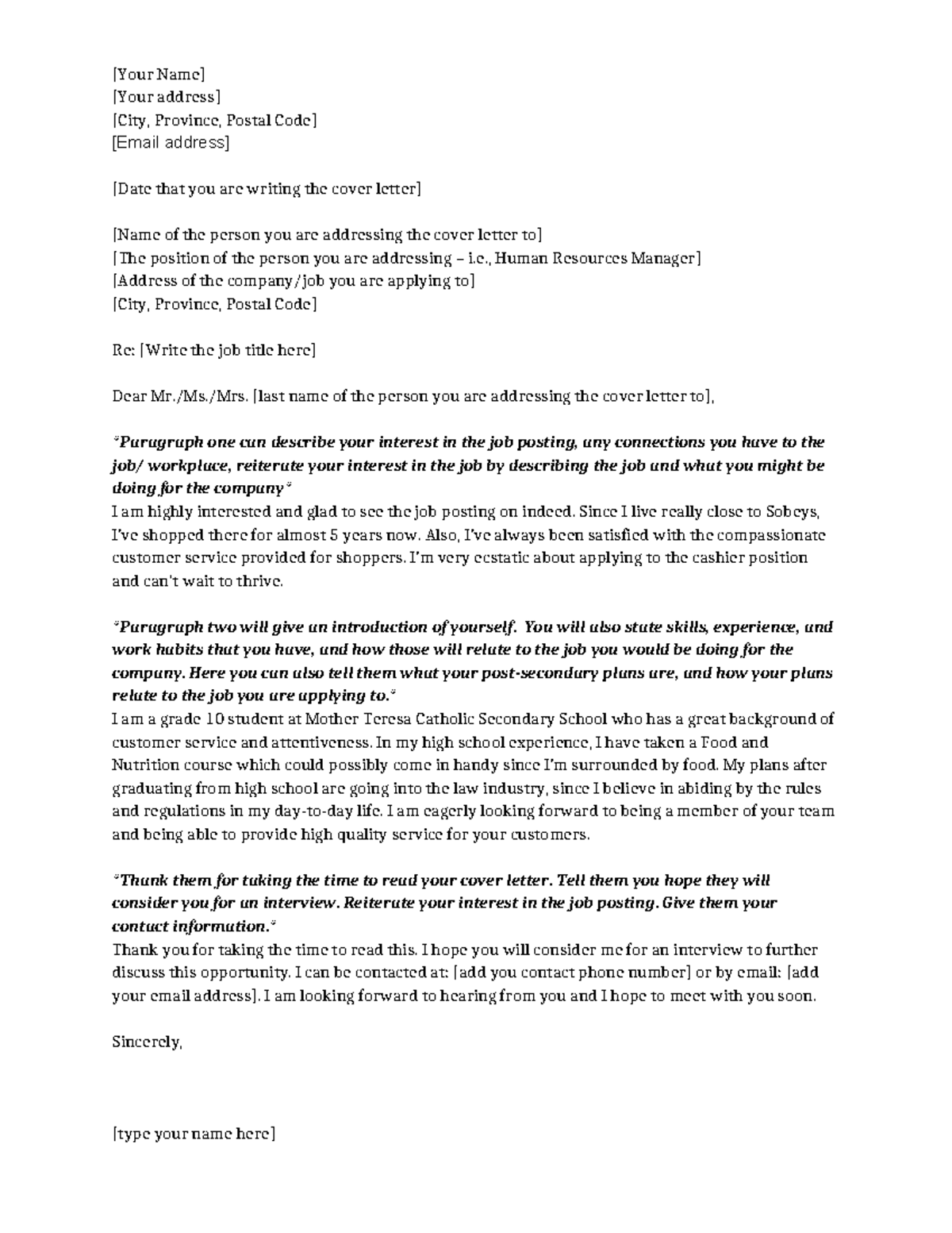 Cover Letter Example 1 - HR Assignment for Job Application - Studocu