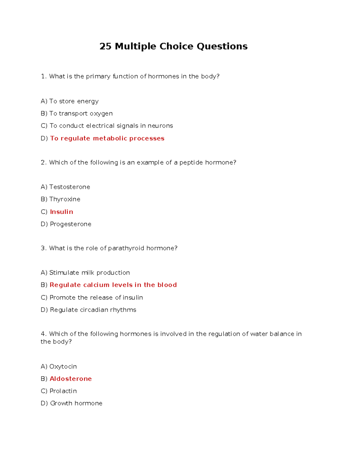 25 Multiple Choice Question 1 - 25 Multiple Choice Questions 1. What is the primary function of ...
