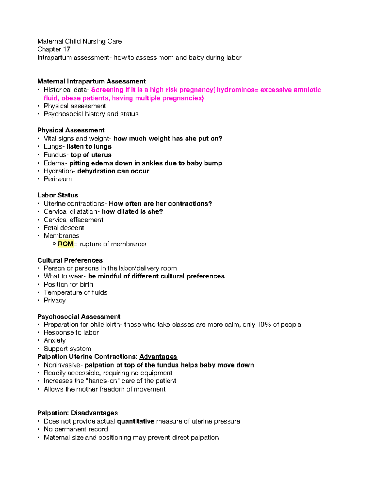 Chapter 17 - Intrapartum Assessment in Maternal Child Nursing (NSG ...