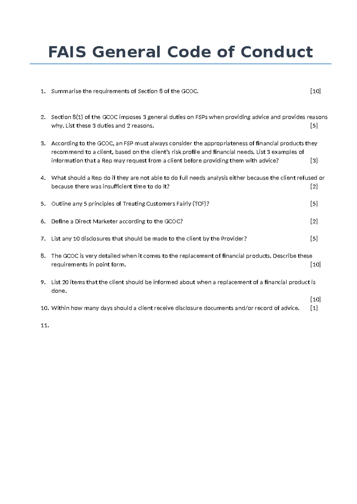 FAIS Financial Products Categories and Sub-Categories- RE5 & RE1 Exams ...
