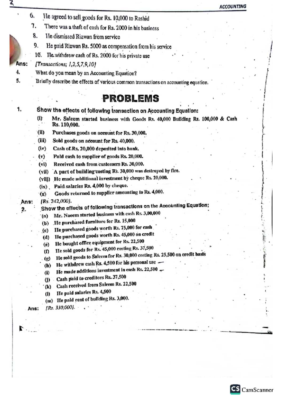 Accounting Equation Practice Questions & Solutions (ACCT 6) - Studocu