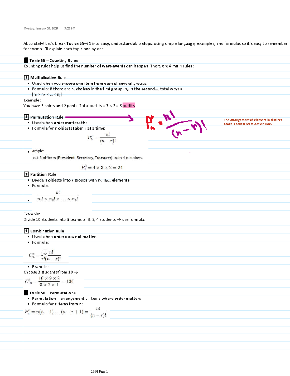 Counting Rules and Probability Concepts (Topics 55-61) - Studocu