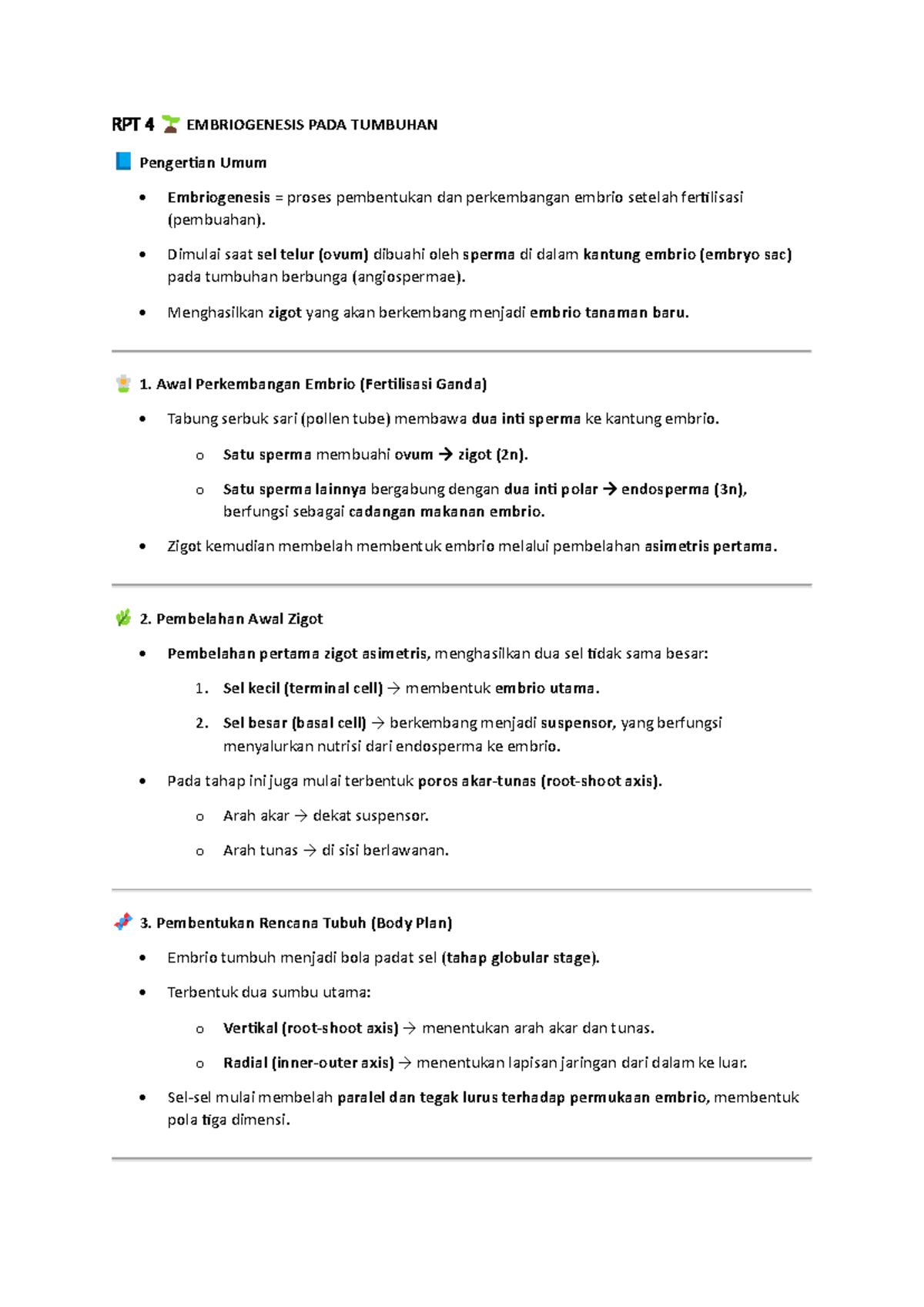 RPT 4 🌱 Proses Embriogenesis pada Tumbuhan: Dari Zigot hingga ...