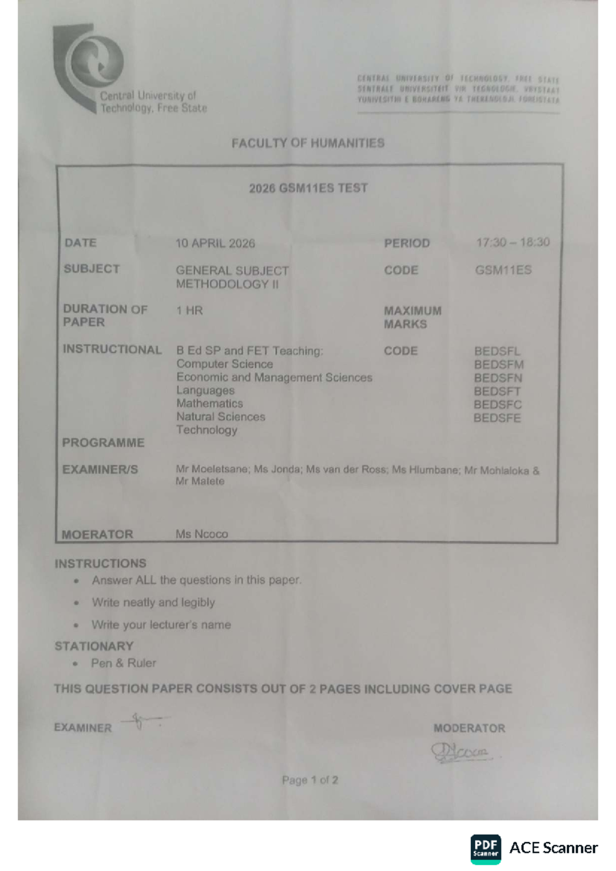 GSM11ES 2026 Test 2 - March Test for Methodology II - Studocu