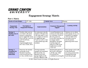Engagement Strategy Matrix - Have a designed place to complete the warm ...