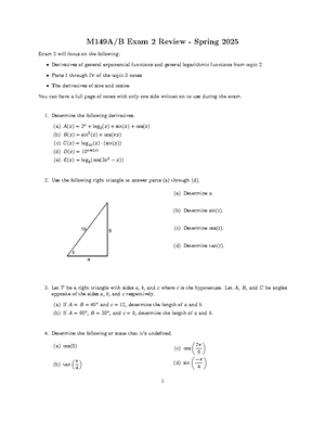 Exam 2 Practice solution - MATH 130 EXAM 2 REVIEW SHEET SOLUTIONS (1 ...
