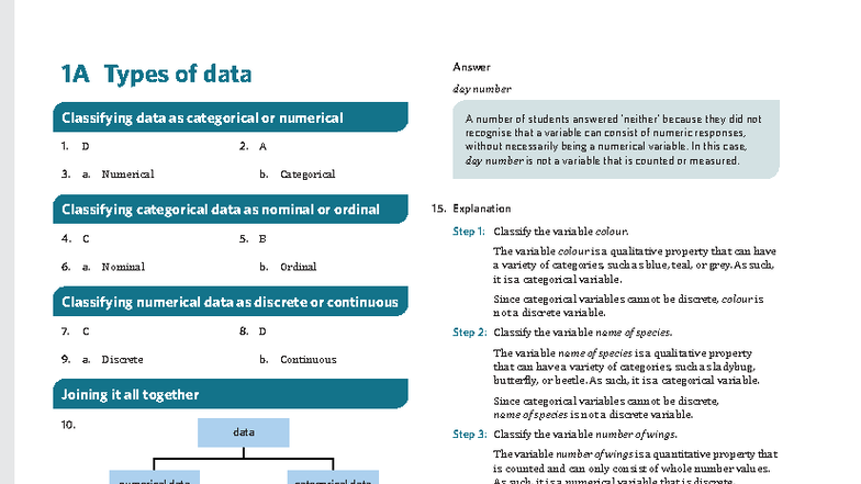 Edrolo VCE General Mathematics Units 34 - Chapter 1 Data Classification ...