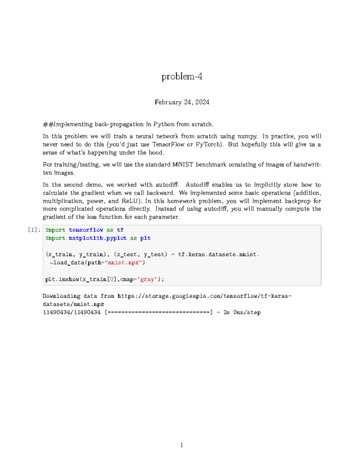 Problem-4 - Problem 4 - problem- February 24, 2024 ##Implementing back-propagation in Python ...