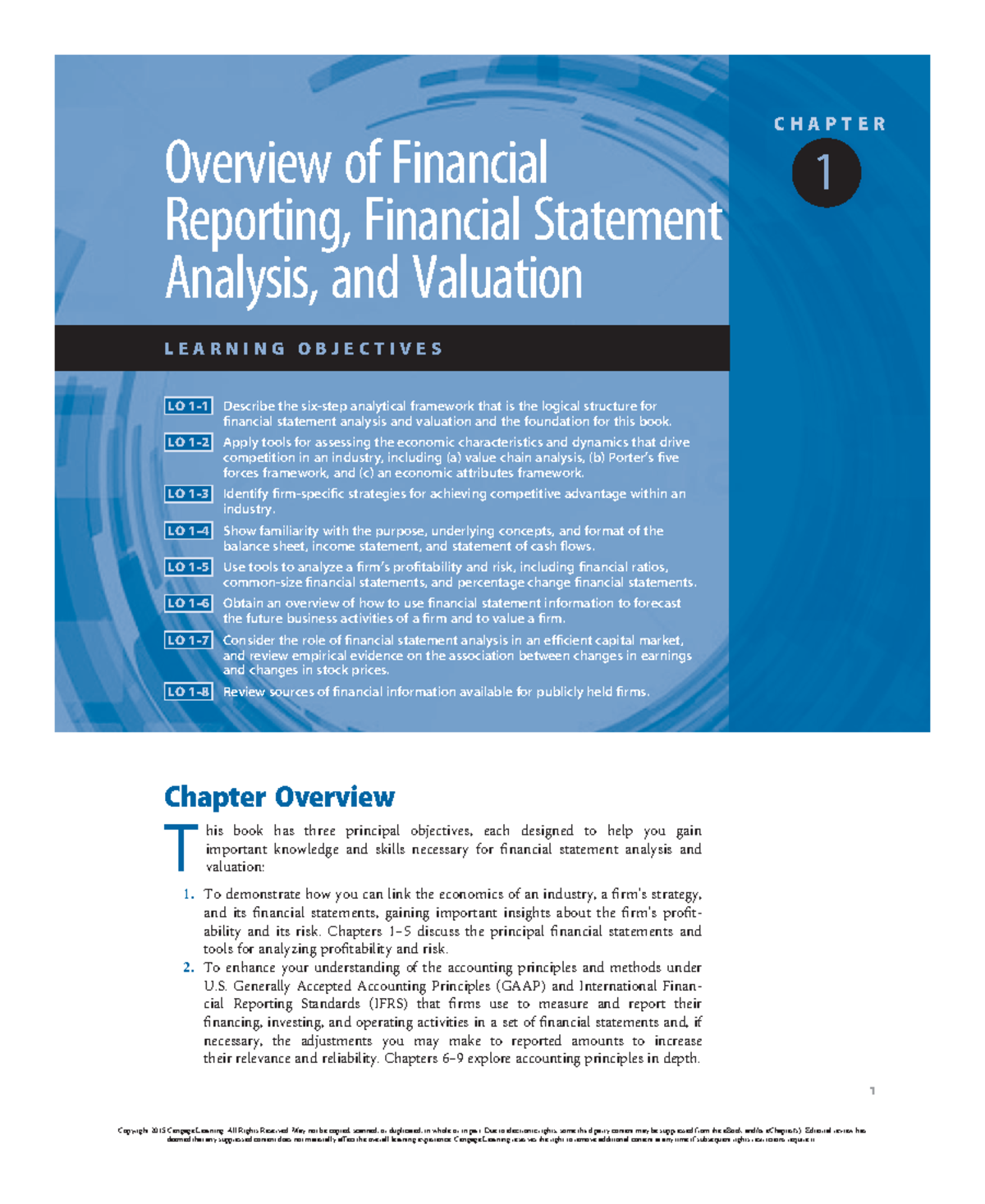 Chapter-1 - financial analysis and valuation - Overview of Financial Reporting, Financial ...