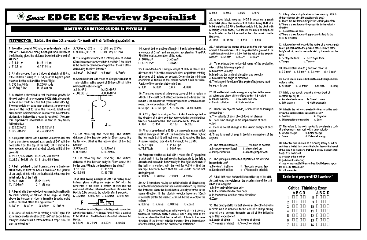 Physics 2 Midterm Mastery Question Guide for ECE Exam - Studocu
