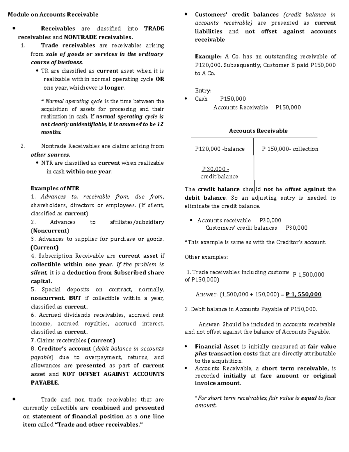Accounts Receivable Overview - Module Notes (ACCT 101) - Studocu