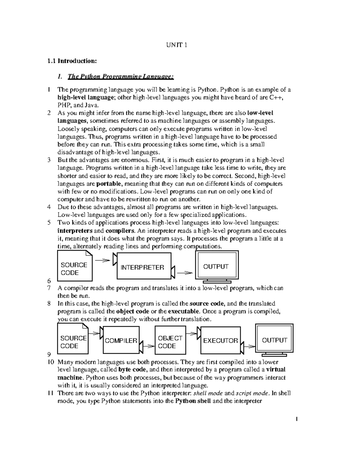 Python-notes - its lecture notes - UNIT 1 1 Introduction: 1. The Python ...