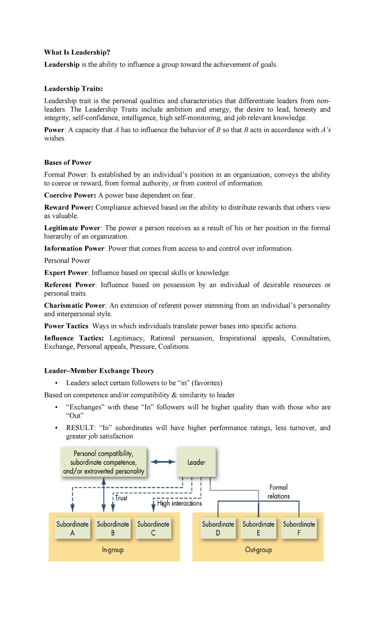 Leadership - Lecture Notes. - What Is Leadership? Leadership is the ...