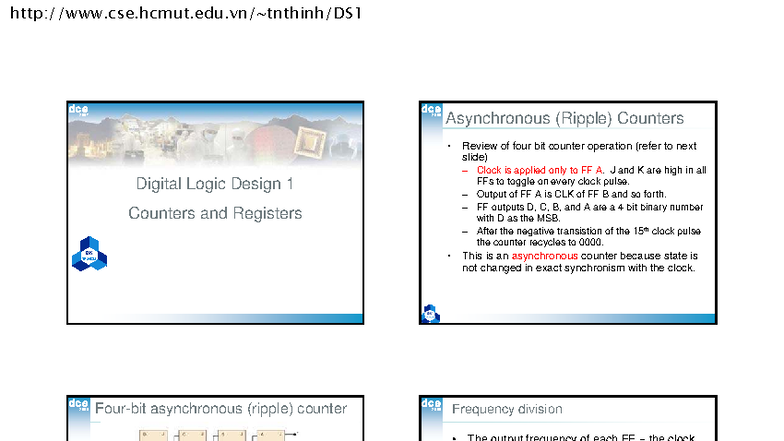 Digital Logic Design 1: Counters and Registers Overview (dce 2009 ...