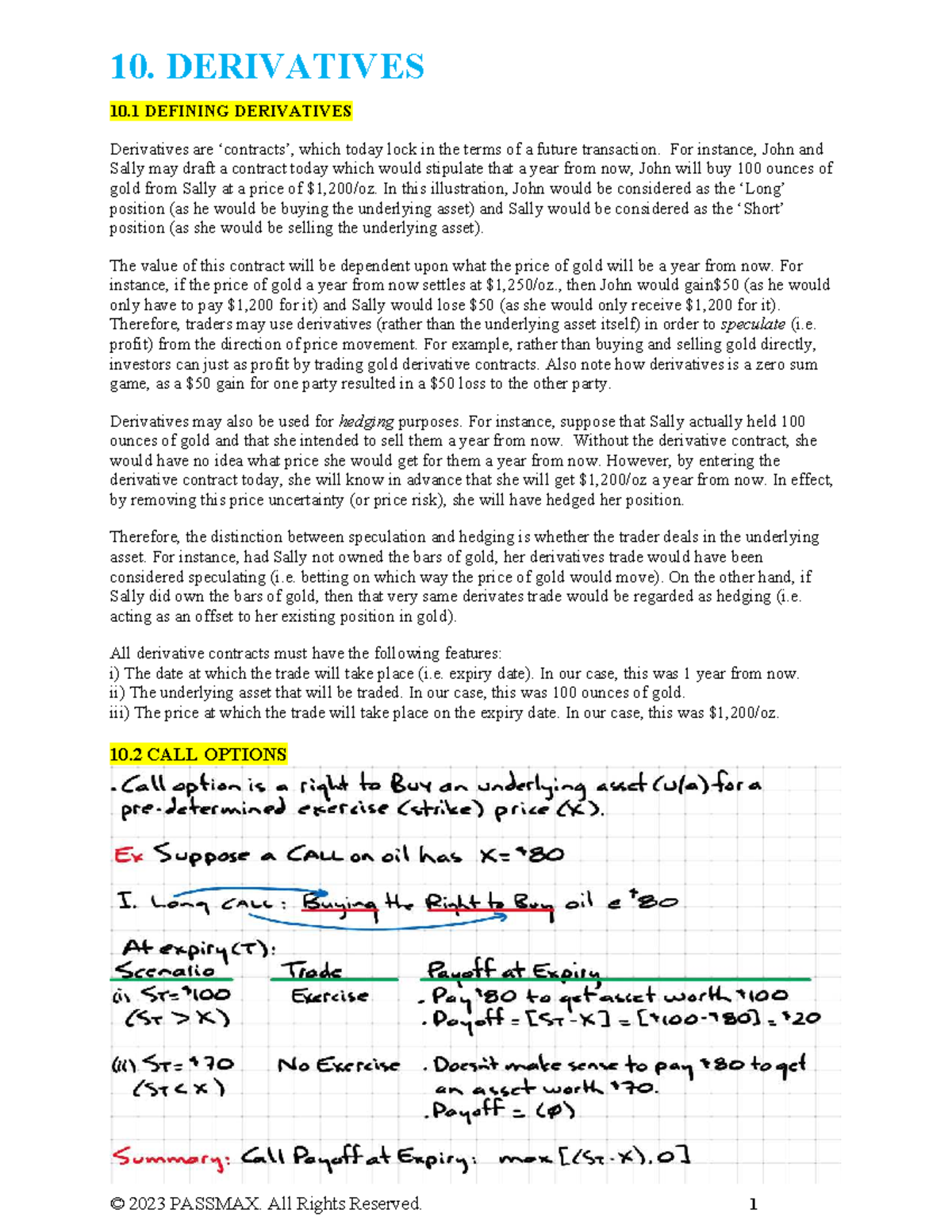 1-10. Derivatives - Annotated Notes on Financial Instruments - Studocu