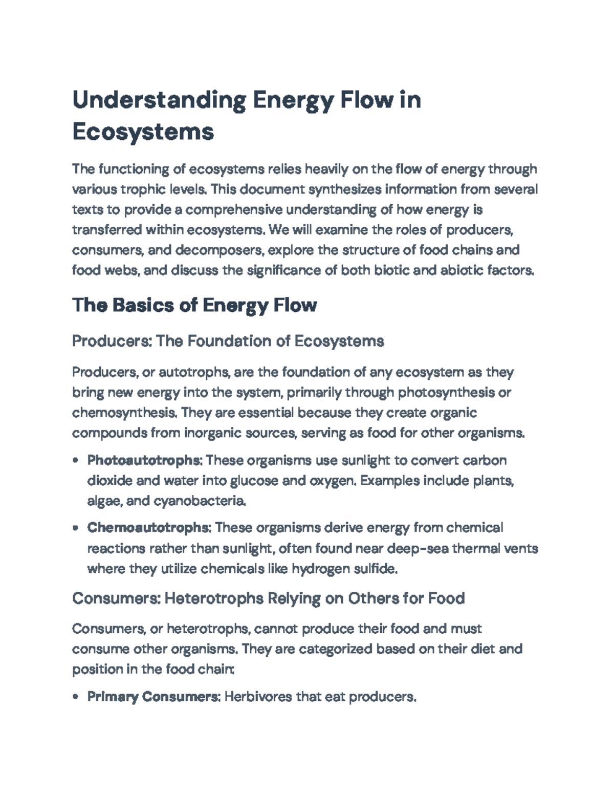 Understanding Energy Flow in Ecosystems: Producers, Consumers ...