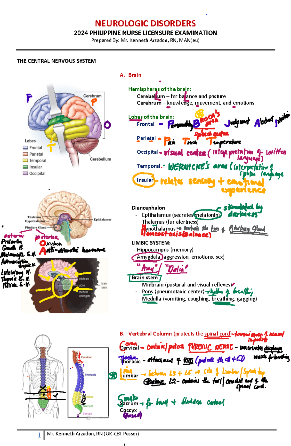 Neuro HANDOUT NOV 2024 PNLE: Essential Annotations for Brain Disorders ...