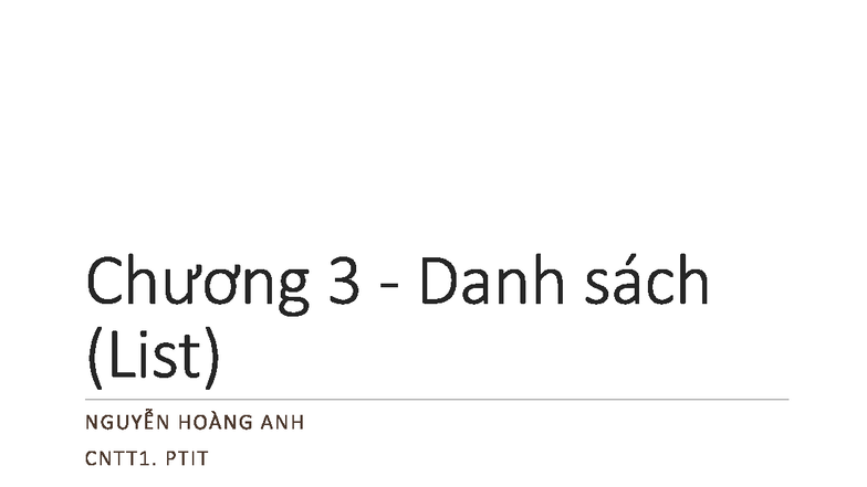 Danh sách và Thao tác với Danh sách trong Python - CNTT1 - Studocu