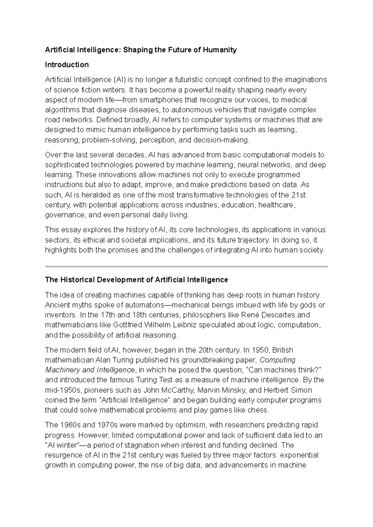 AI 101: Exploring the Impact and Future of Artificial Intelligence - Studocu