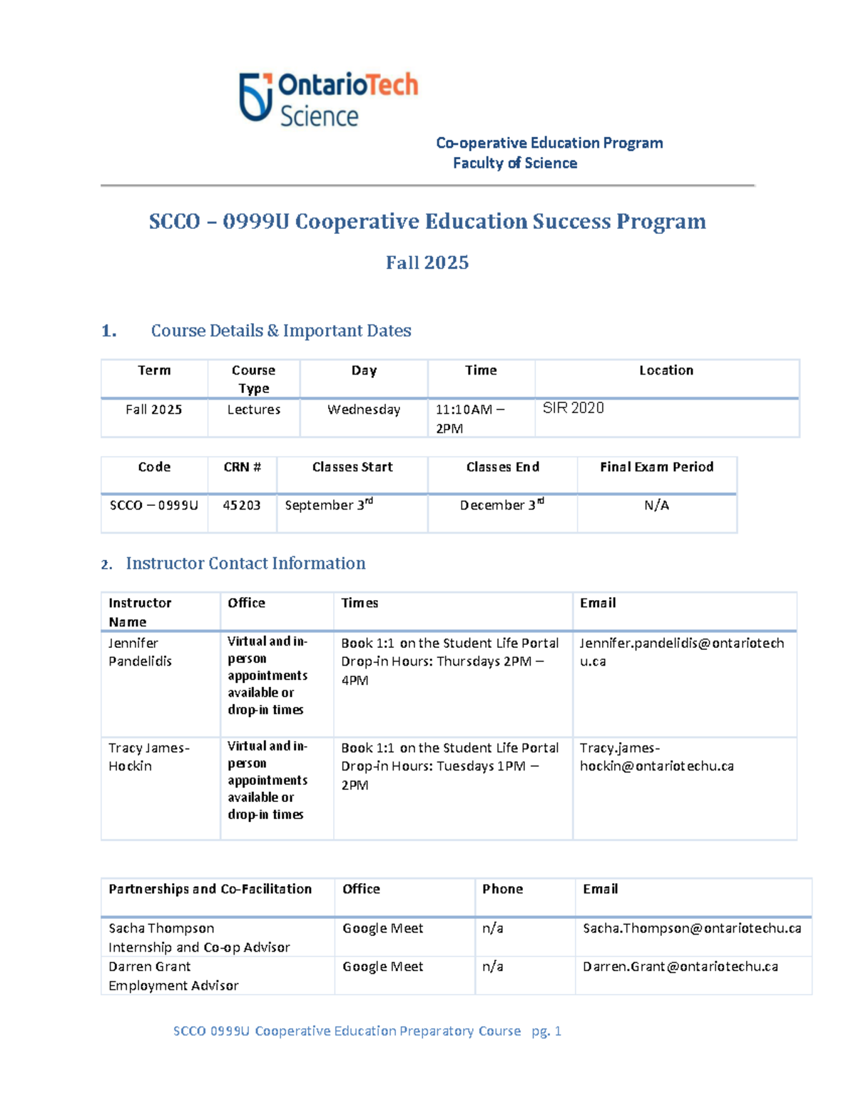 SCCO 45203 - Cooperative Education Success Program Syllabus Fall 2025 ...