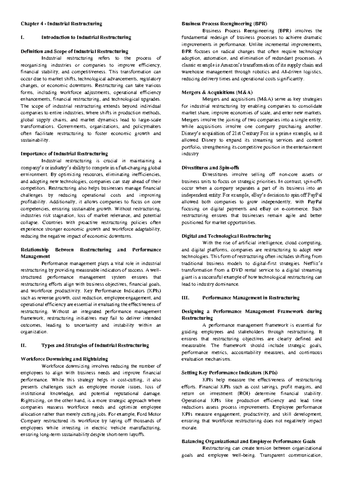 PMS-Finals: Chapter 4 Industrial Restructuring Overview and Strategies ...