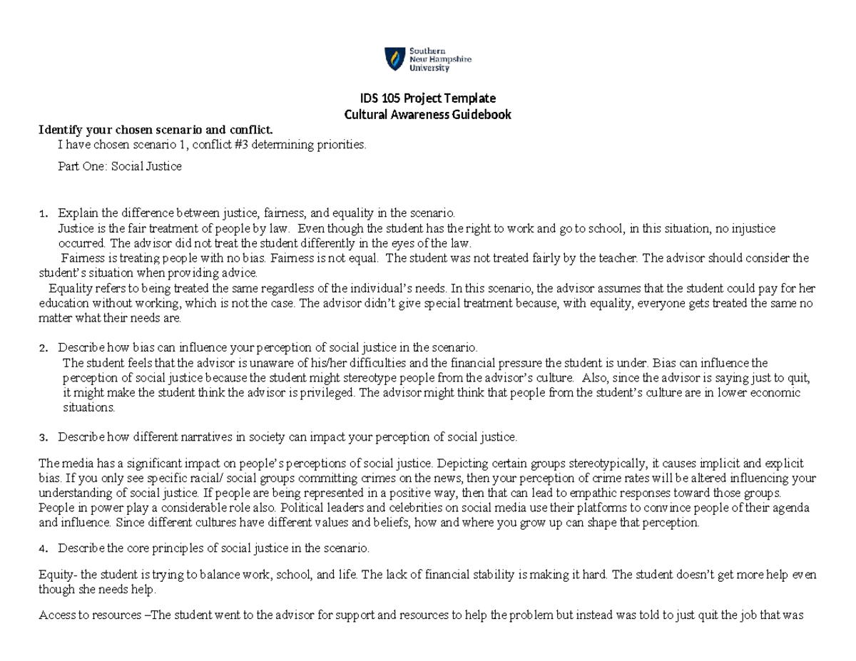 IDS 105 Final Project: Examining Cultural Awareness & Social Justice ...